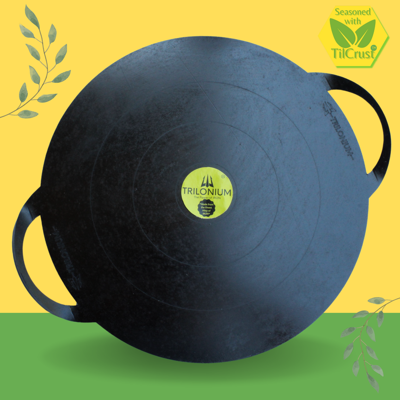 Trilonium Triple Seasoned Iron Boulder Griddle Tawa 18 inches ...